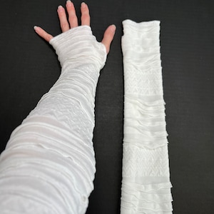 White Bandage Arm Covers Ivory Fishnet Gloves Ruffle Arm Warmers Fancy ...
