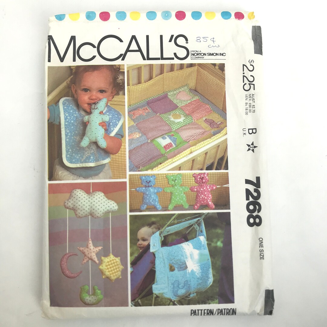 Vintage Mccalls Sewing Pattern 7268 Baby Crib Blanket Waterproof Quilt ...
