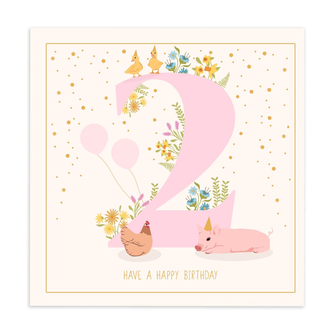 2nd Birthday Card Have a Happy Birthday Two for Kids Girls - Etsy