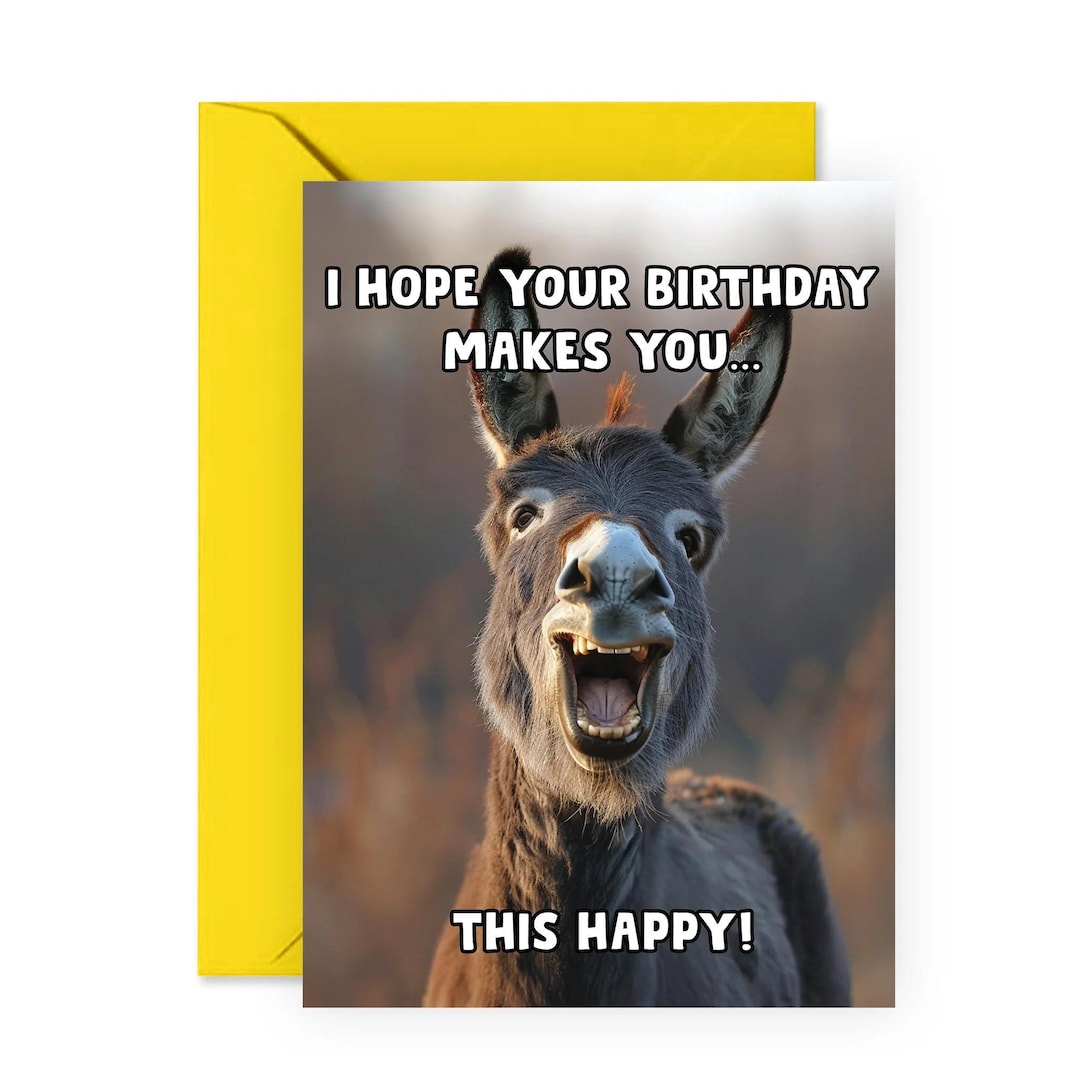 Funny Donkey Birthday Card – Playful Stickers Included - Etsy