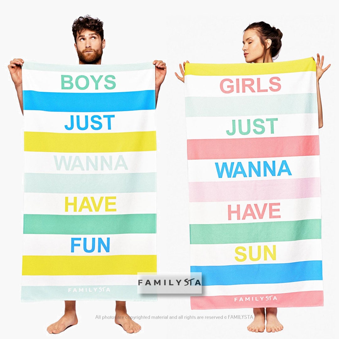 Matching Sun and Fun Towels, Slogan Towels, Striped Towels, Matching ...