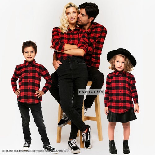 Family Matching Red Plaid Shirts Matching Plaid Outfit Mother - Etsy