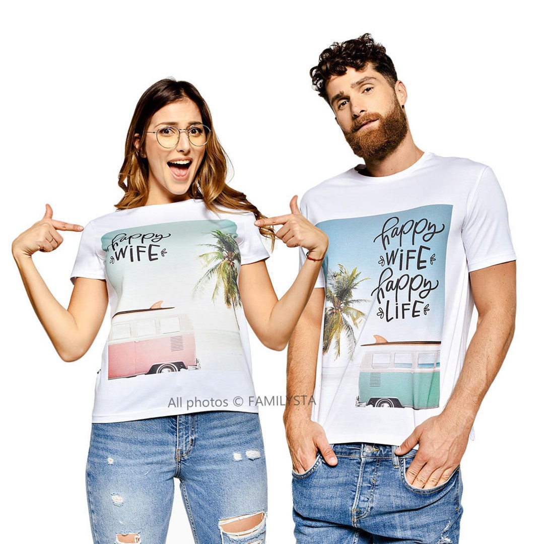 New Wife Shirt, Happy Wife Happy Life His and Hers Tshirts, Couple ...