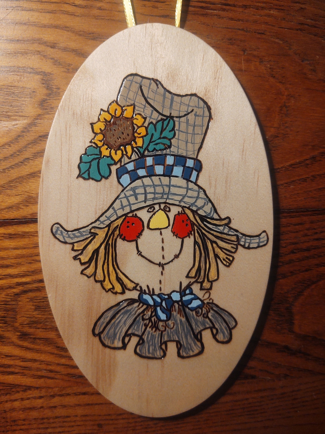 Woodburned Sign With a Scarecrow | Wall Hanging , Scarecrow Wall Art ...