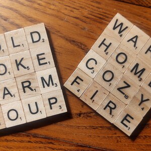 Scrabble Tile Coaster Sets With Matching Phrases - Etsy