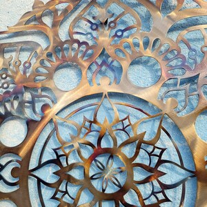 Large Metal Wall Art Mandala: Heat Colored Steel Decor - Etsy