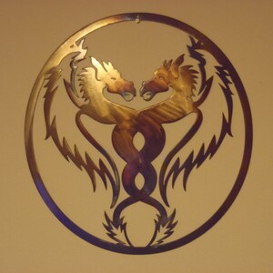 Oval Dragon Design, Metal Art HEAT COLORED, 23.5 60 Cm - Etsy