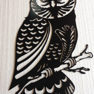 Large Owl Metal Art -black, 23.5" (60cm) Tall - Etsy