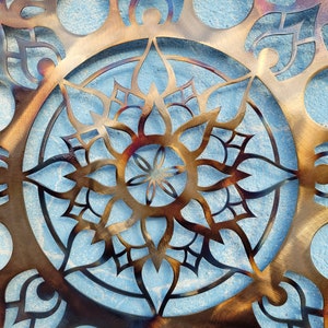 Large Metal Wall Art Mandala: Heat Colored Steel Decor - Etsy