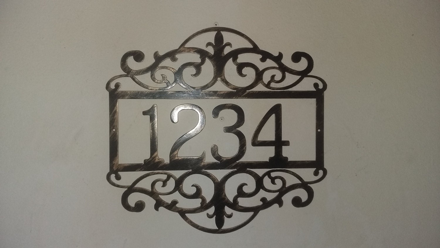 Metal House Number Sign with Scrolls | Etsy