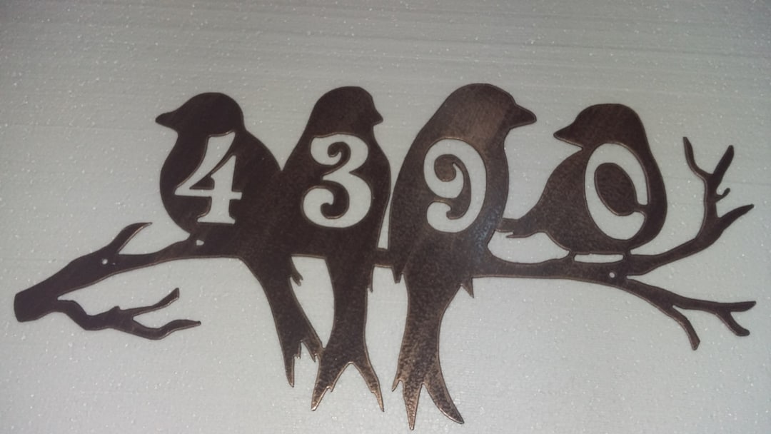 Metal House Number, Perched Birds Sign - Etsy