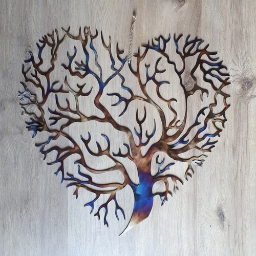 Tree of Heart Metal Art HEAT COLORED 23.5 60 Cm - Etsy