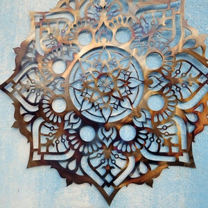 Large Metal Wall Art Mandala: Heat Colored Steel Decor - Etsy