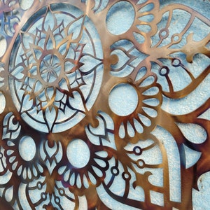 Large Metal Wall Art Mandala: Heat Colored Steel Decor - Etsy