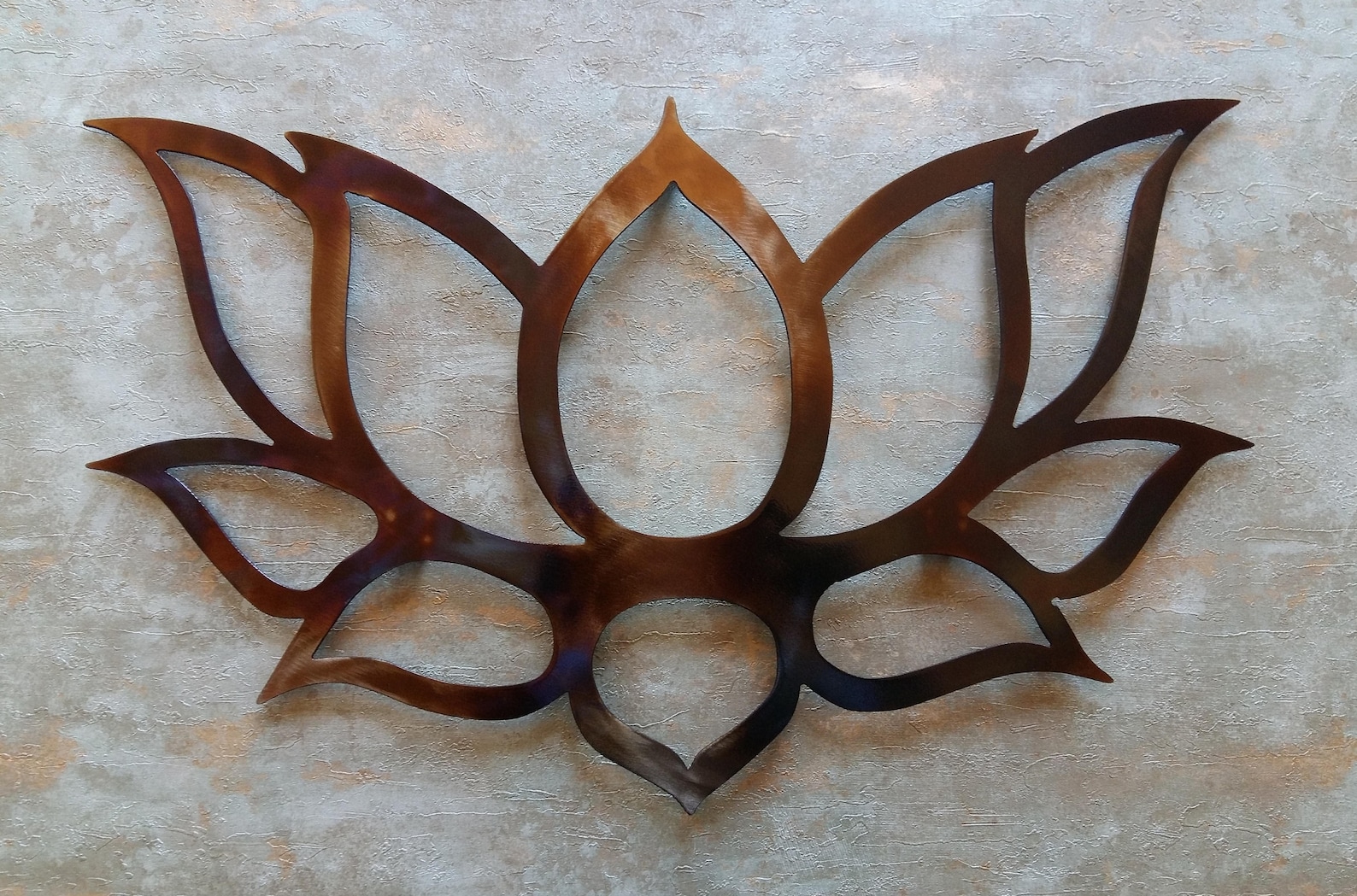Lotus Flower Metal Art Wall Decor HEAT COLORED 36 | Etsy