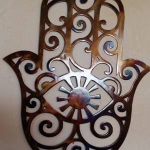 Hamsa Hand, Metal Art - HEAT COLORED, 36" (90 Cm) - Etsy