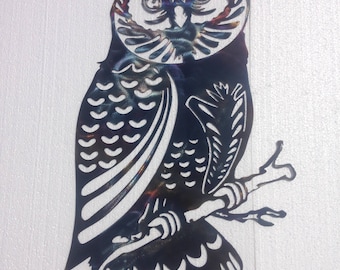 Large Owl Metal Art black 30 76cm Tall | Etsy