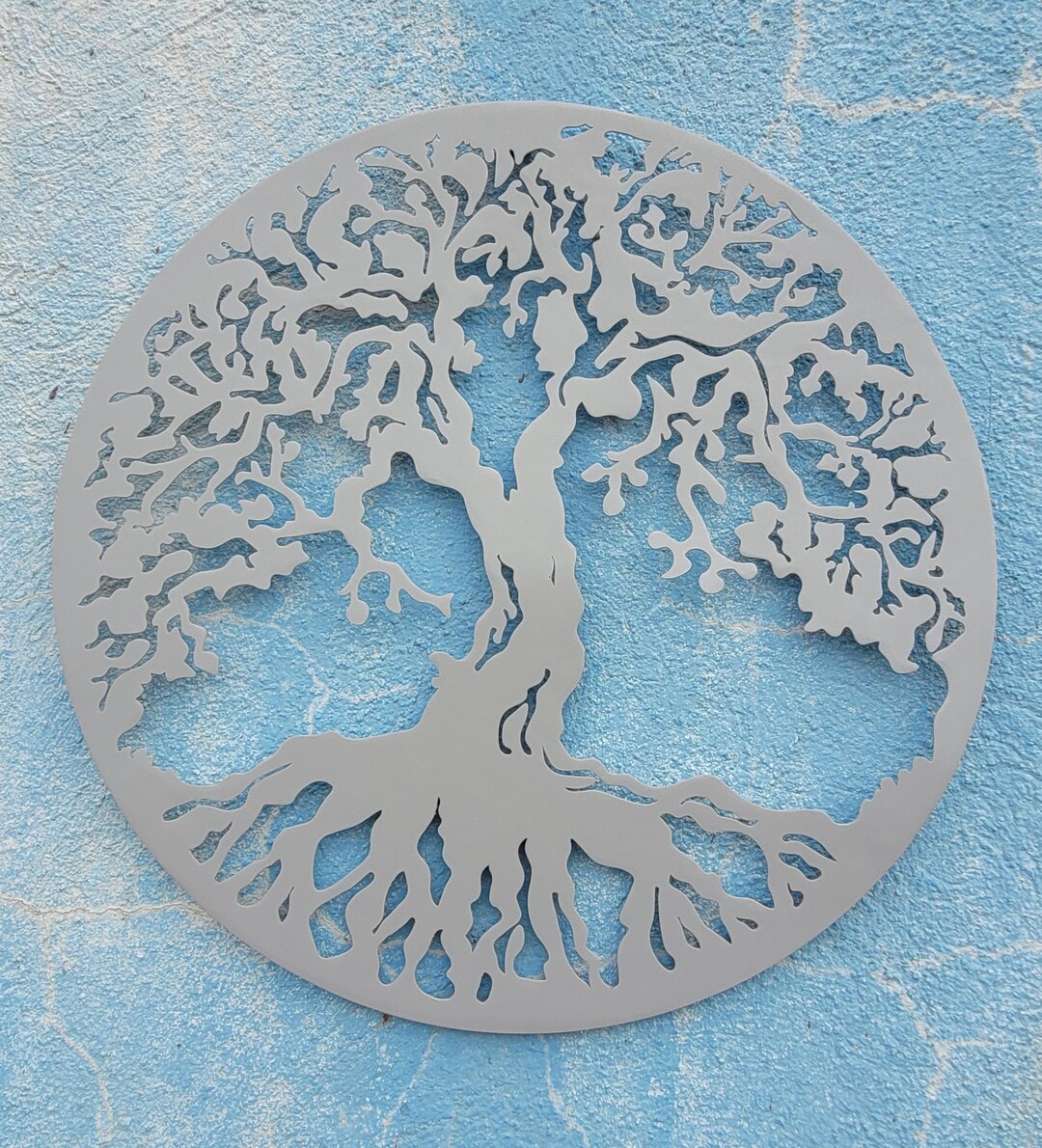 Tree Metal Wall Art, Tree of Life Decor, Silver Color Metal Art, 47cm ...