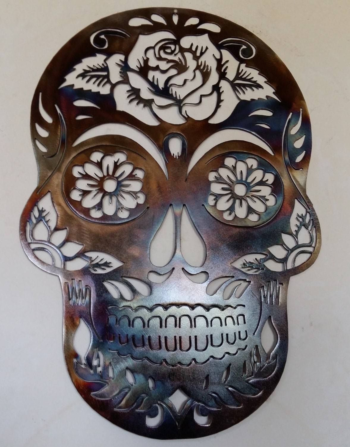 Sugar Skull Metal Art HEAT COLORED 23.5 60 Cm - Etsy Canada