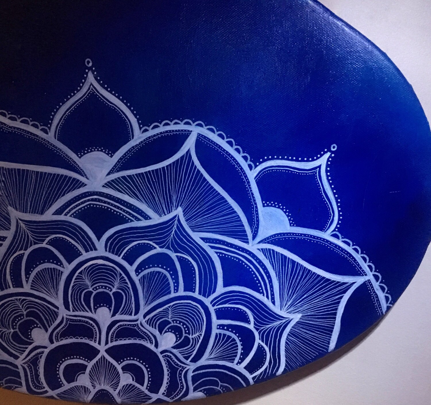 Wall Decor, Blue, Zentangle, Mandala Wall Art, Oval Canvas, Original ...