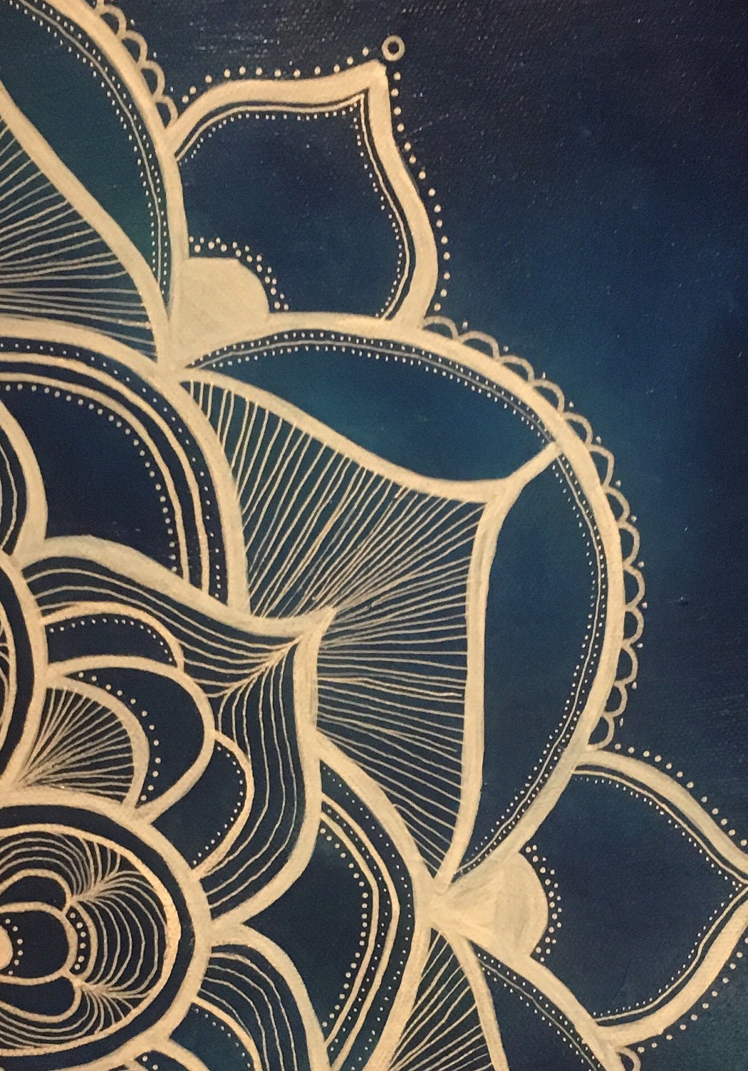 Wall Decor, Blue, Zentangle, Mandala Wall Art, Oval Canvas, Original ...