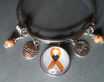 Multiple Sclerosis Awareness Bangle Orange Ribbon Bracelets - Etsy