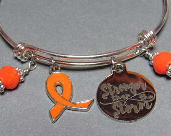 Multiple Sclerosis Awareness Bangle Orange Ribbon Bracelets - Etsy