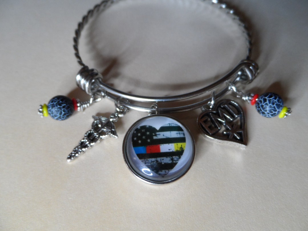 EMT Bangle Bracelet,free Shipping,photo Snap of First Responder Heart ...
