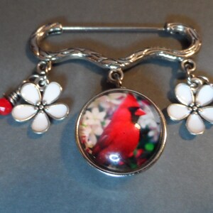 Cardinal Brooch Pin,free Shipping,photo Charm of Cardinal,enamel White ...