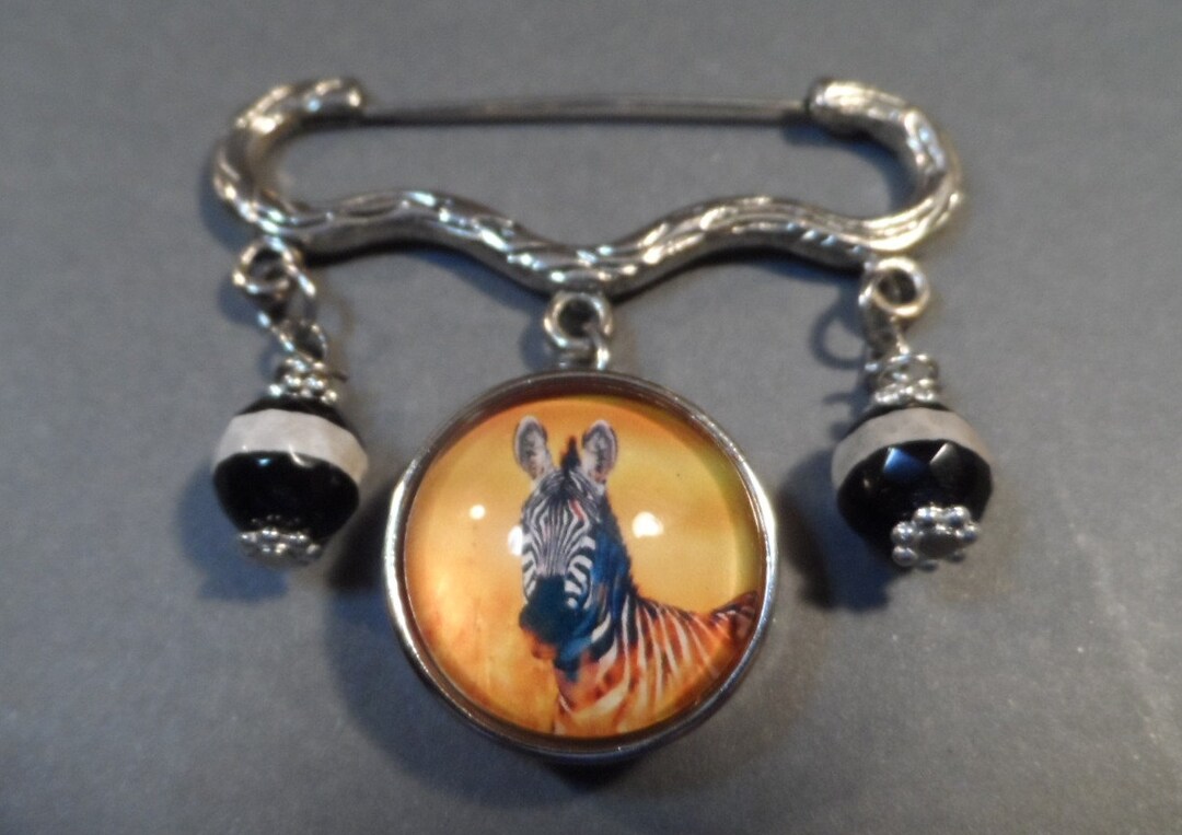 Zebra Brooch Pinfree Shippingphoto of Zebra Snap Charmblack - Etsy