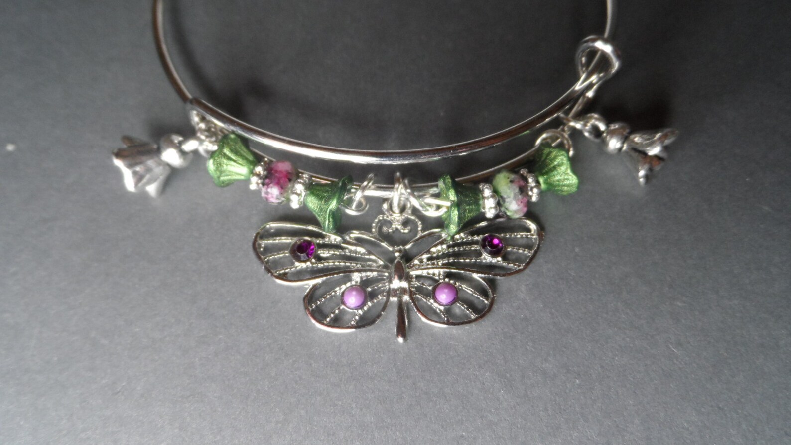Butterfly Bangle BraceletFree ShippingPurple Rhinestone | Etsy