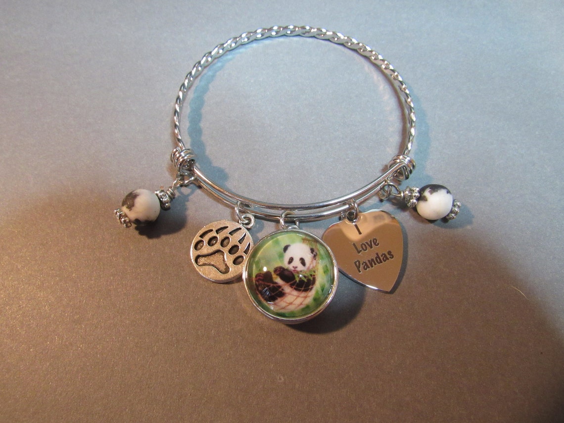 Panda Bear Bangle Braceletfree Shippingphoto Snap of Panda - Etsy