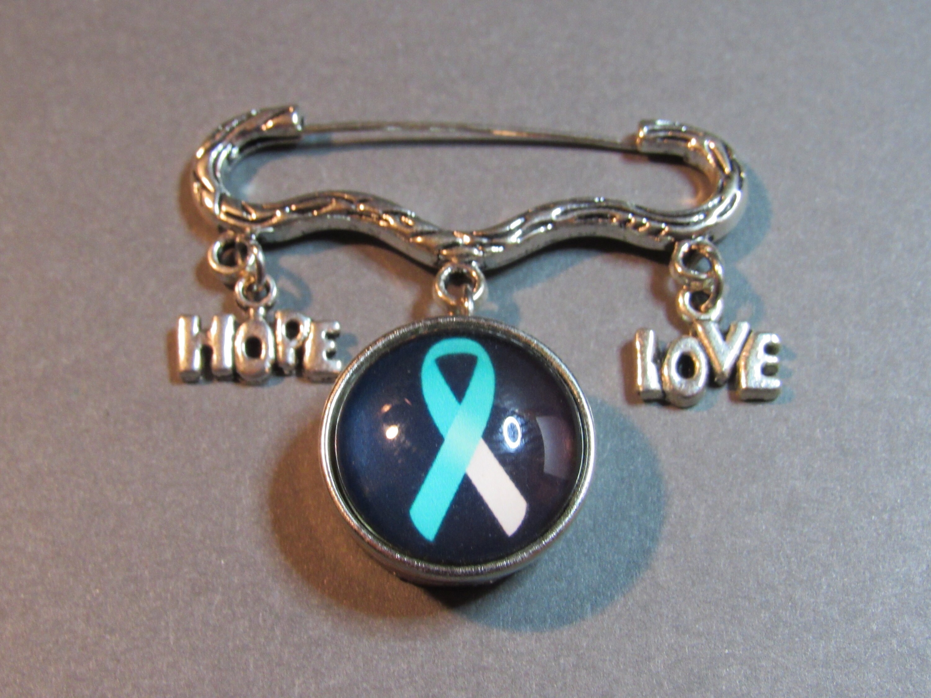 Cervical Cancer Brooch Pin Photo Snap of Ribbon Hope and | Etsy