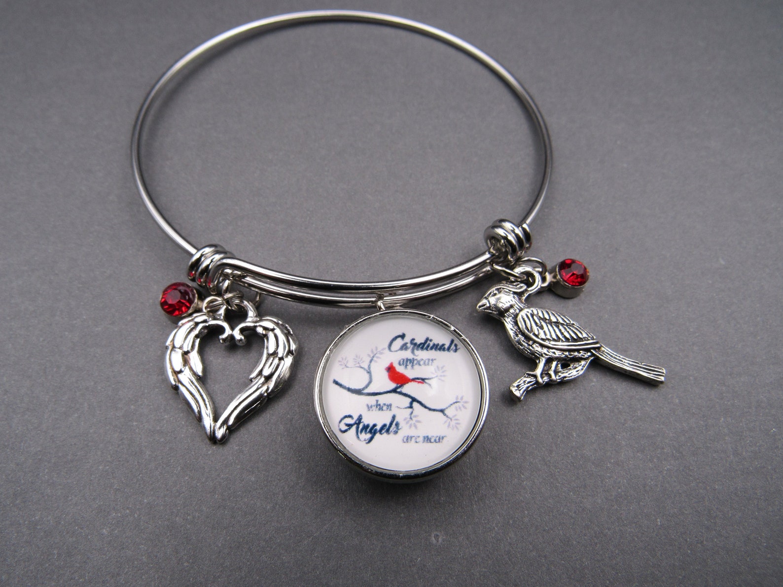 Cardinal Memorial Bangle Bracelet,free Shipping,photo Snap of Cardinal ...