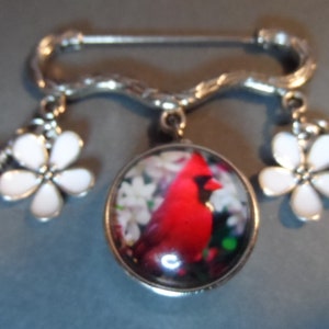 Cardinal Brooch Pin,free Shipping,photo Charm of Cardinal,enamel White ...