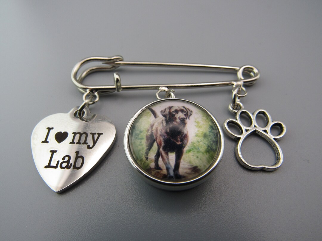 Chocolate Lab Kilt Pin: Photo Charm, Paw Print, "i Love My Lab" - Etsy