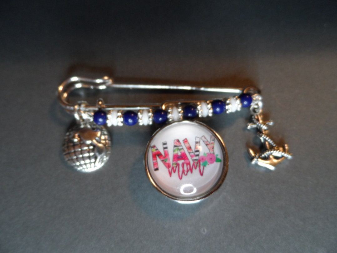 Navy Mom Kilt Pin,free Shipping,photo Snap Charm of Navy Mom,globe ...