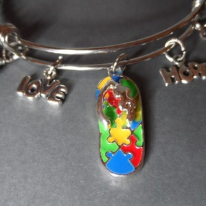 Autism Bangle Bracelet,free Shipping,enamel Flip Flop Charm,hope and ...
