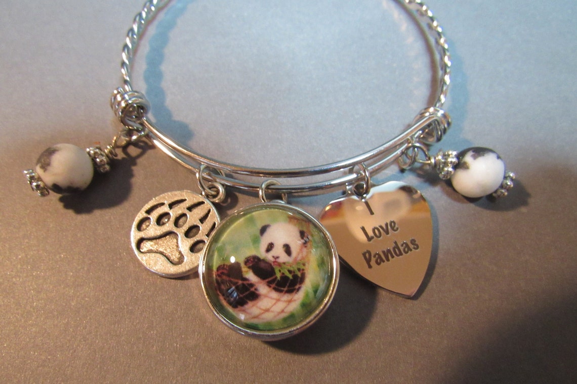 Panda Bear Bangle Braceletfree Shippingphoto Snap of Panda - Etsy