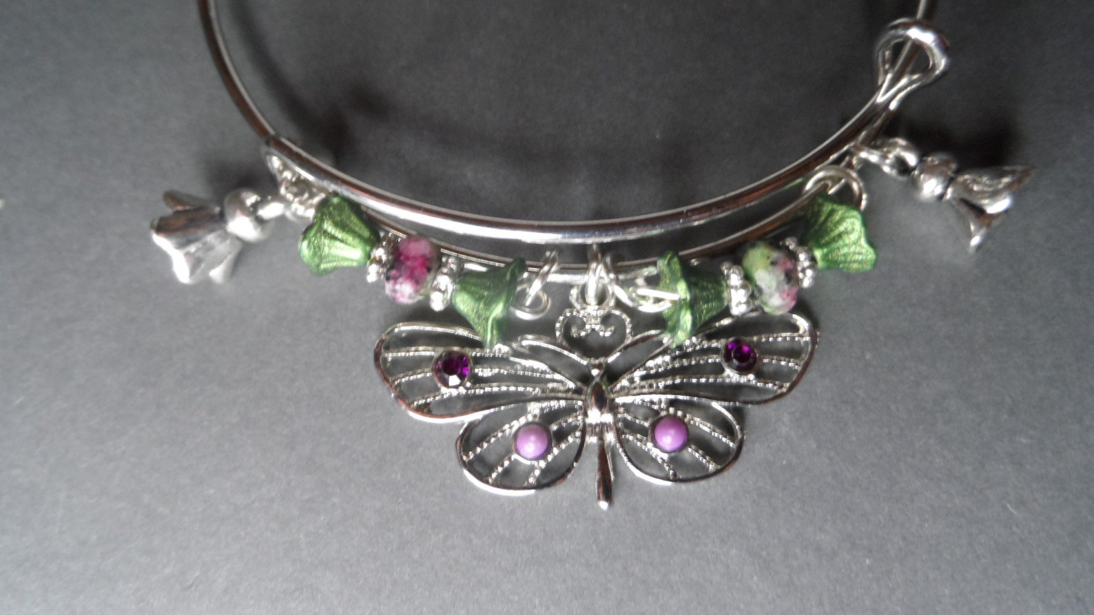 Butterfly Bangle BraceletFree ShippingPurple Rhinestone | Etsy