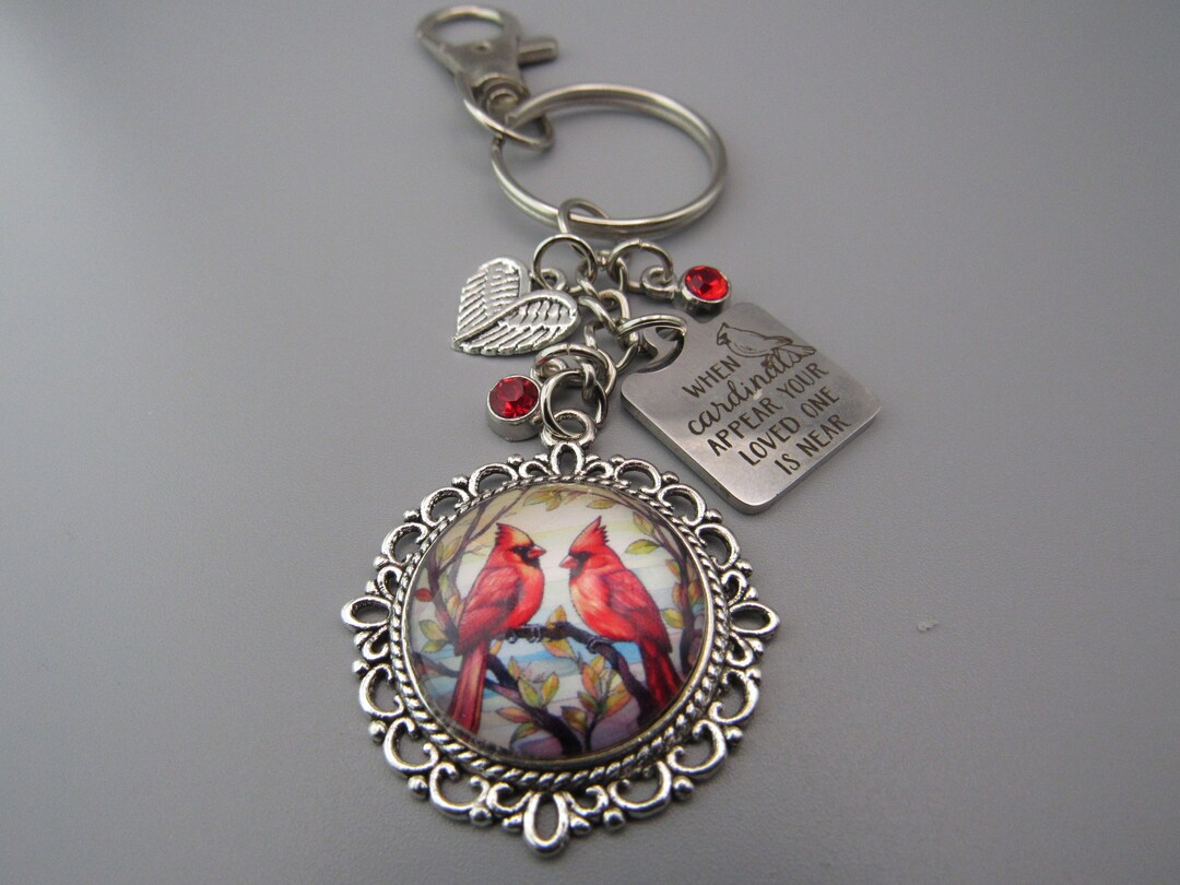 Cardinal's Keychain,free Shipping,photo Charm of Cardinal,stainless ...
