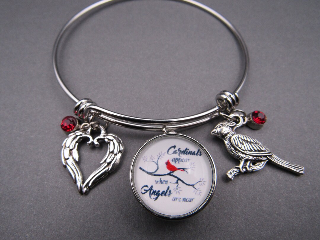 Cardinal Memorial Bangle Bracelet,free Shipping,photo Snap of Cardinal ...