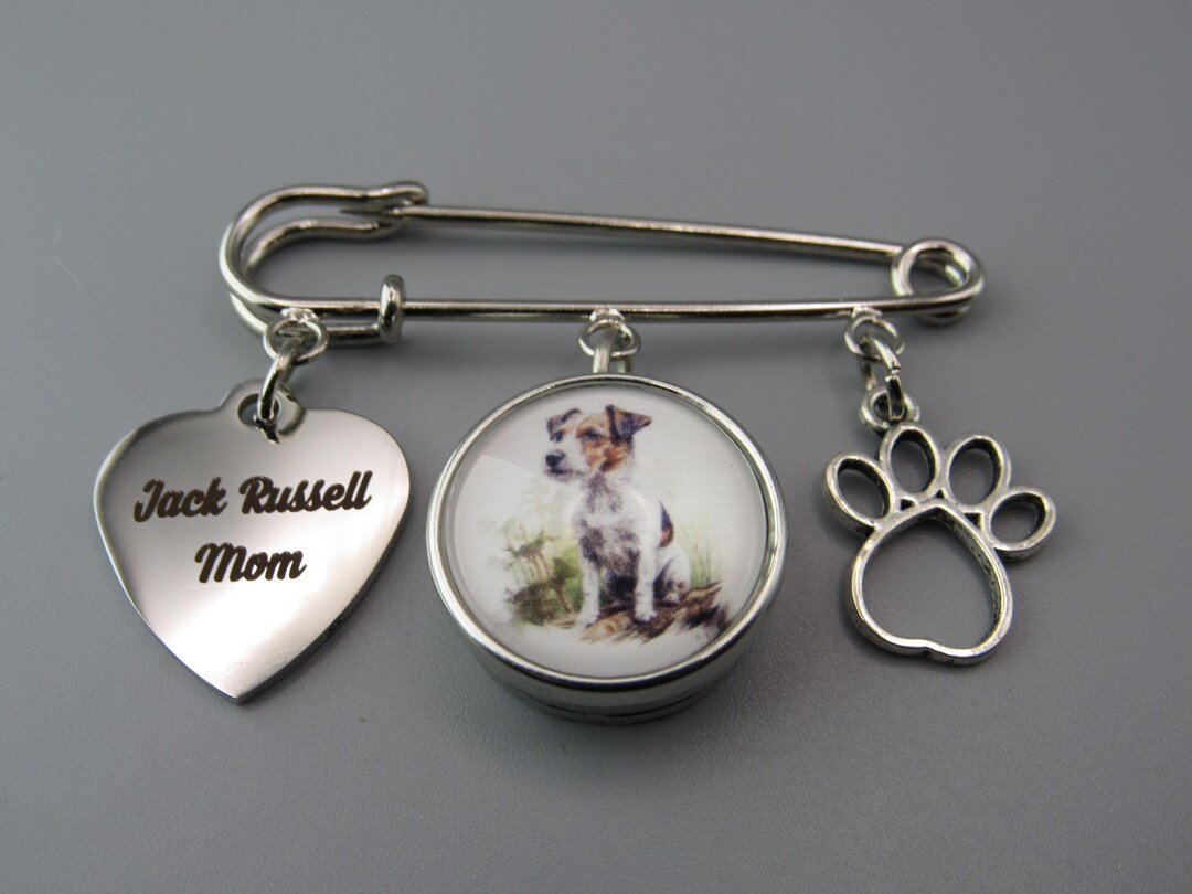 Jack Russell Brooch Pin: Photo Snap, Paw Charm, Stainless Steel - Etsy