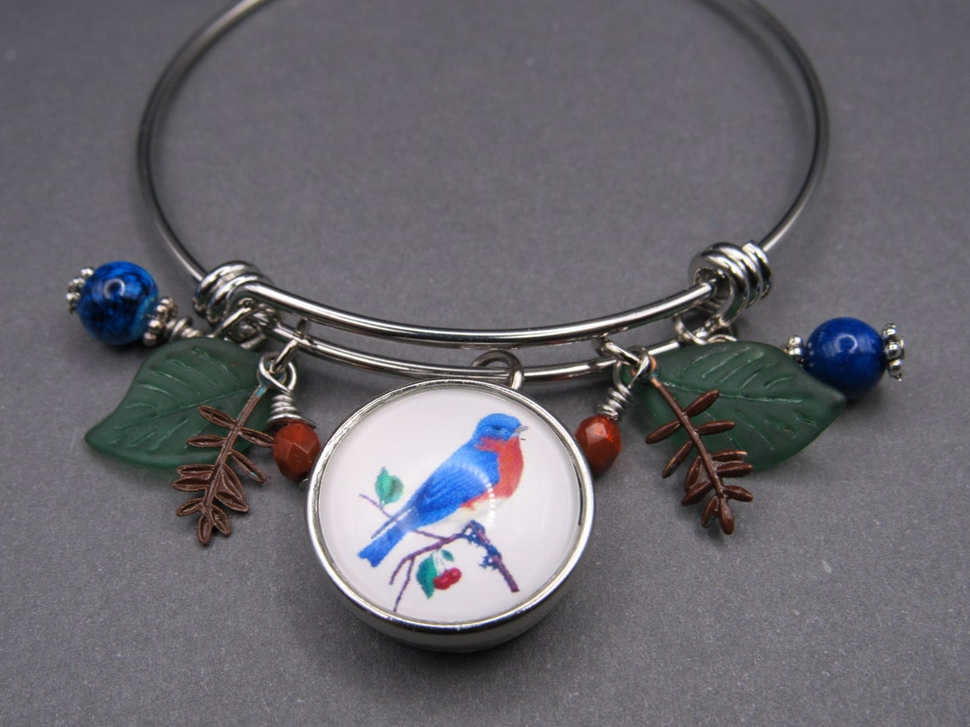 Bluebird Bangle Bracelet,free Shipping,bluebird Photo Snap,green Lutice ...
