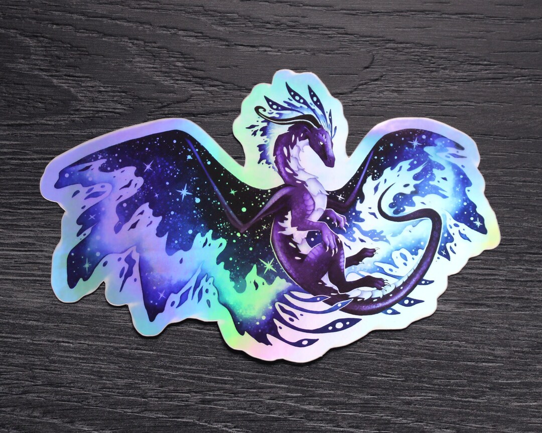 Space Dragon (colourful) - Rainbow Holographic Vinyl Sticker - Etsy