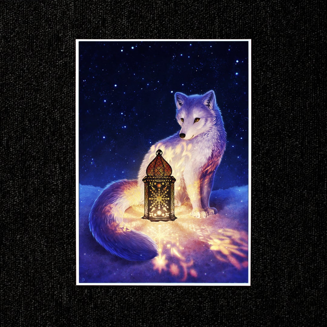 Winter Lights - Arctic Fox A4 Print - Etsy