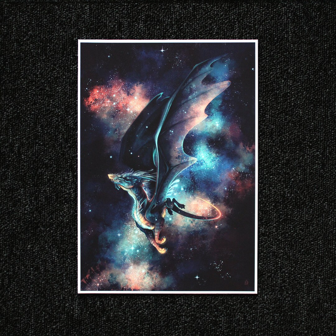 Cosmic - Space Dragon A4 and A3 Print - Etsy