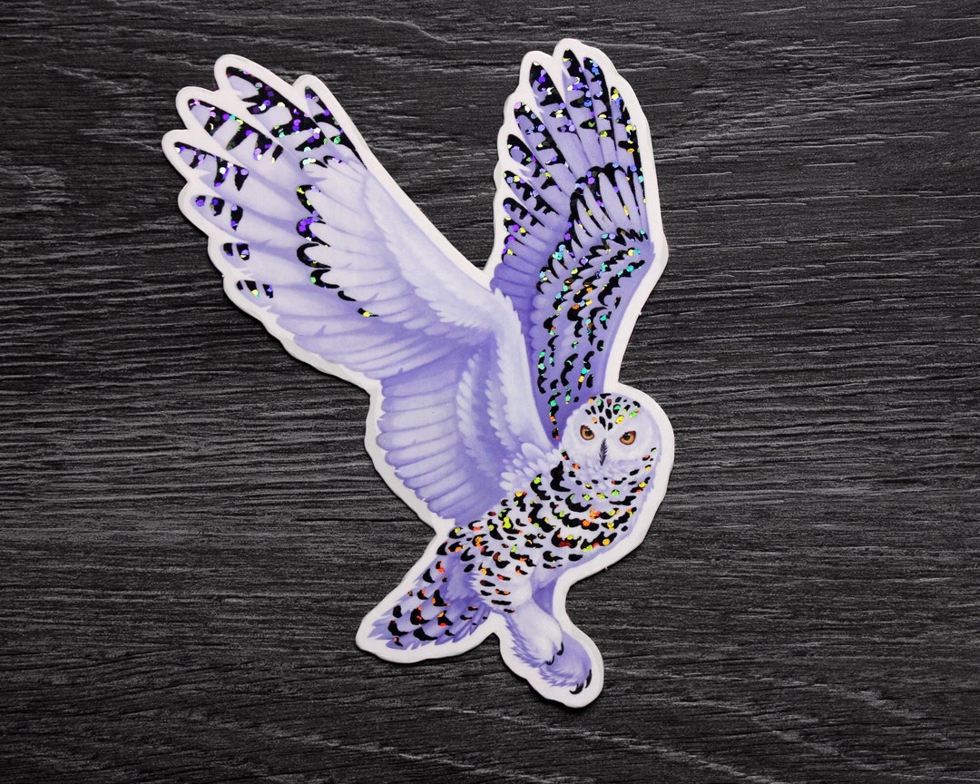 Snowy Owl - Rainbow Glitter Vinyl Sticker - Etsy