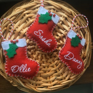 Holiday Mini Stockings Personalized, Personalized Gift Family Ornaments ...