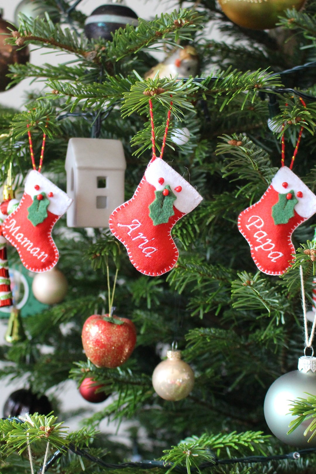 Holiday Mini Stockings Personalized, Personalized Gift Family Ornaments ...
